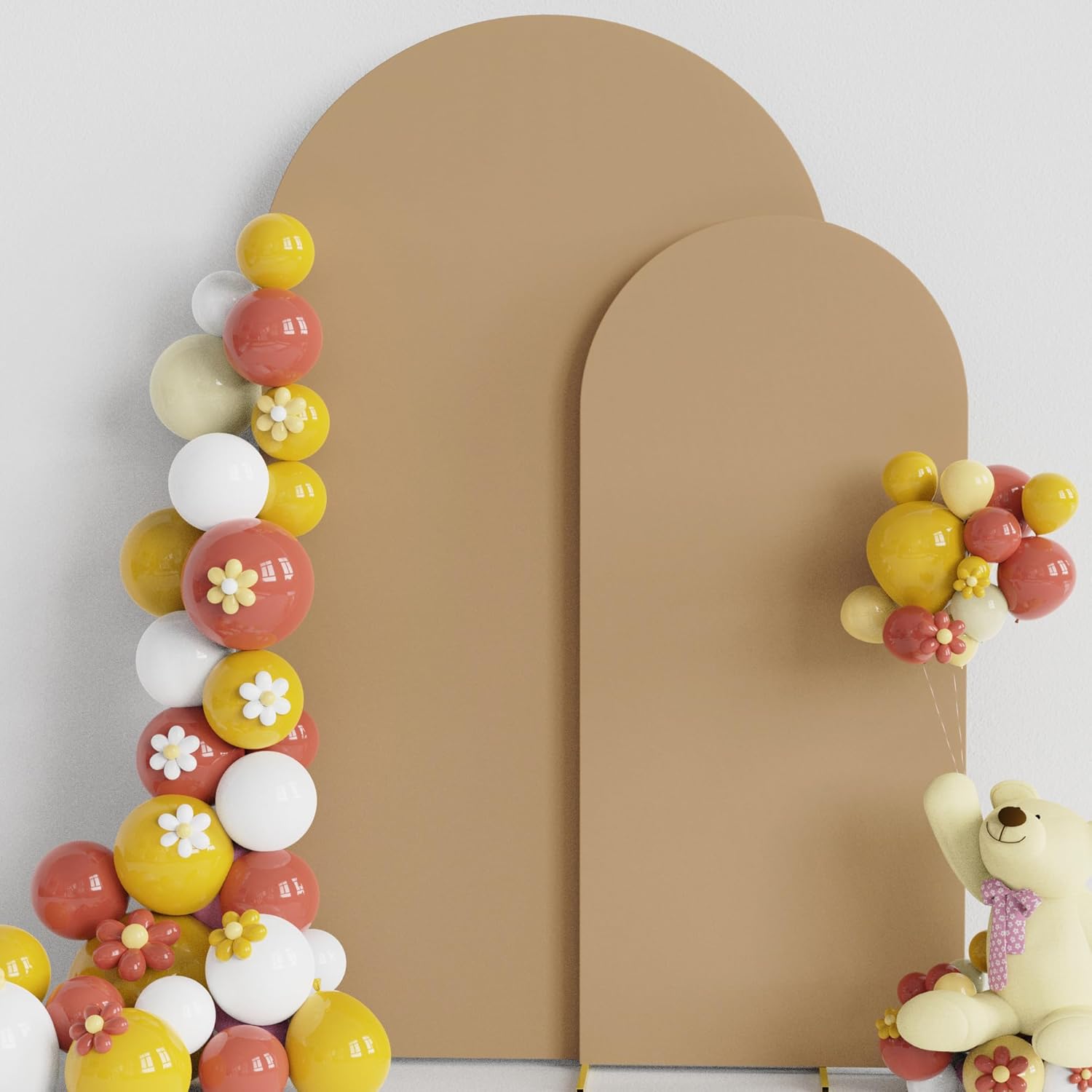 Amazon.com: Putros Wedding Arch Cover 7.2FT, 6FT Khaki Spandex Fitted Round Top Chiara Backdrop ...