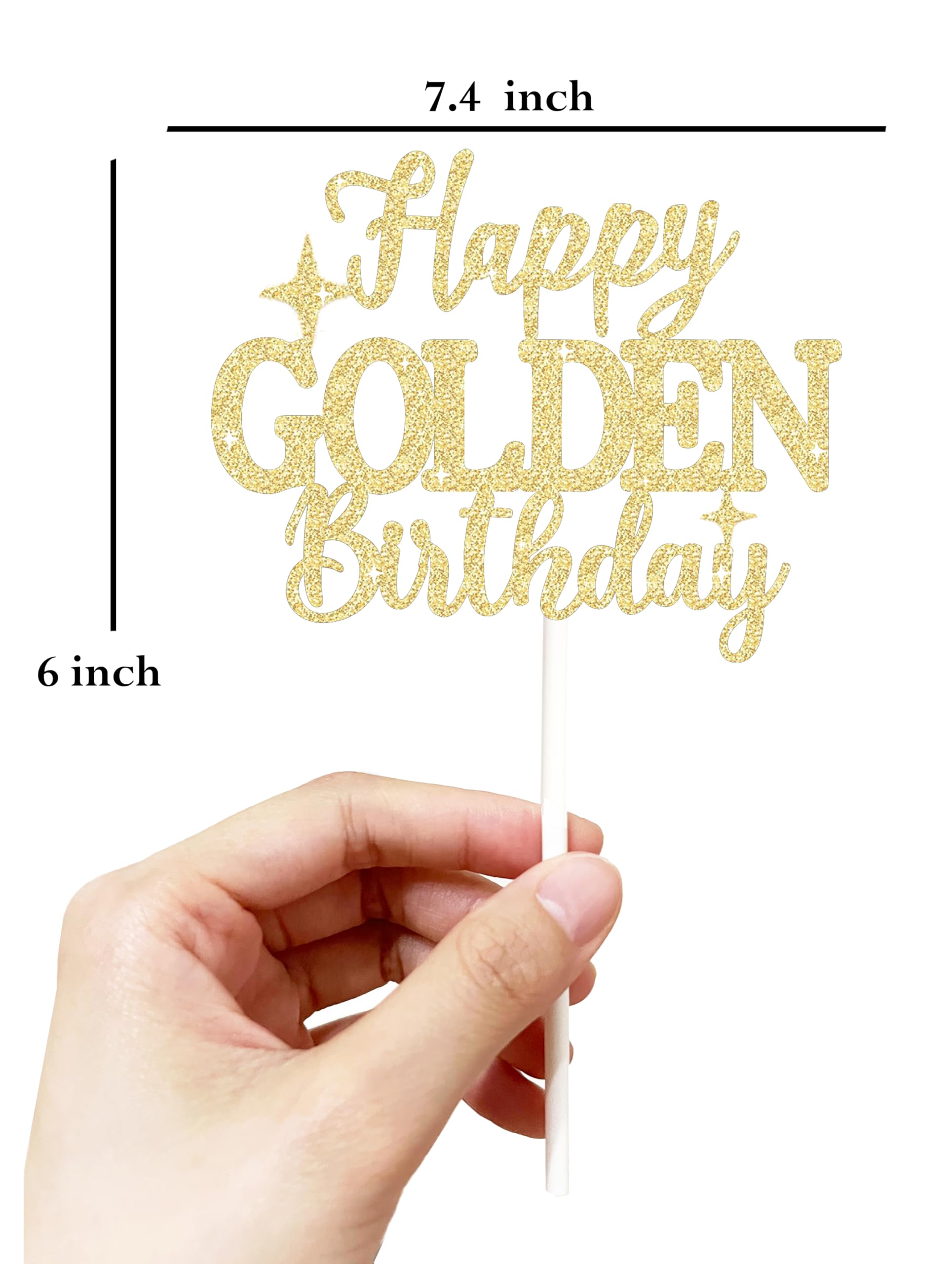 Snapklik.com : Happy Golden Birthday Cake Topper, Gold Glitter Birthday ...