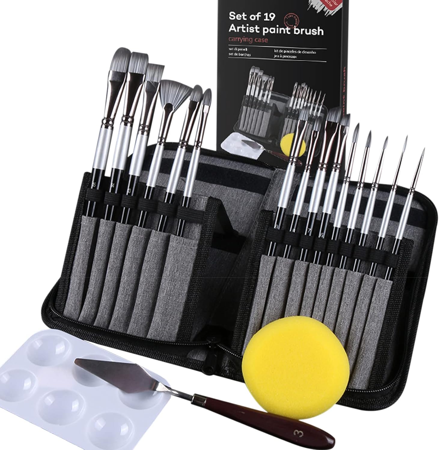 Kit 19 Pinceles Pintura Acrílica Artistas Principiantes Negro | Paga ...