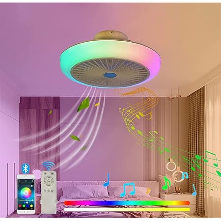 YOUXI LED Ceiling Fan Lights with Remote Control and Bluetooth Dimmable ...