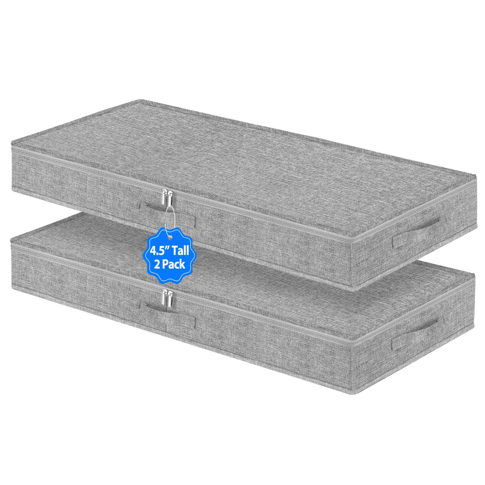 Amazon.com: 2 Pack Low Profile Under Bed Storage Containers 4.5 Inch ...
