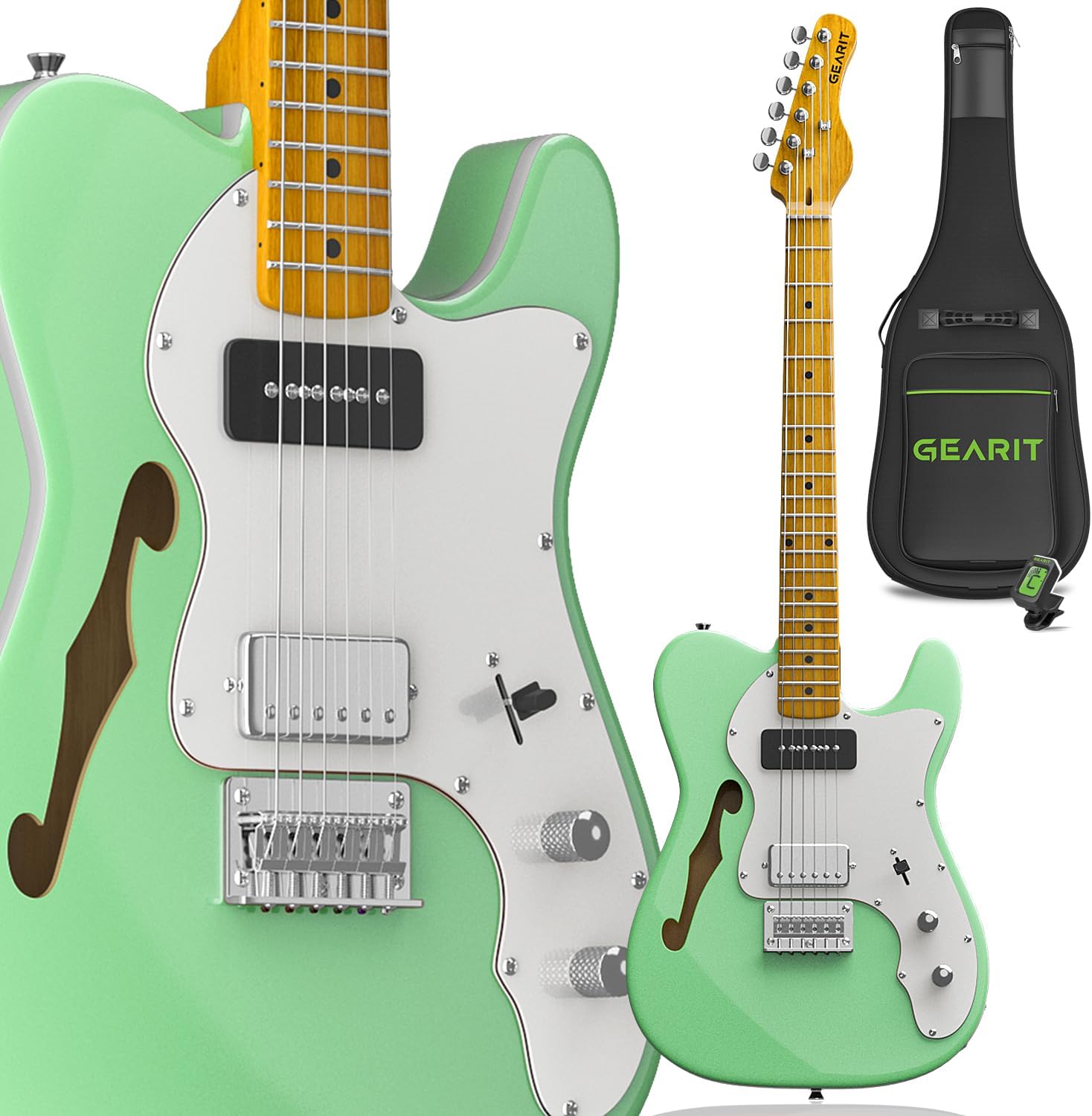 Amazon.com: GearIT Electric Guitar (Premium Ash Tonewood),Thinline Semi ...