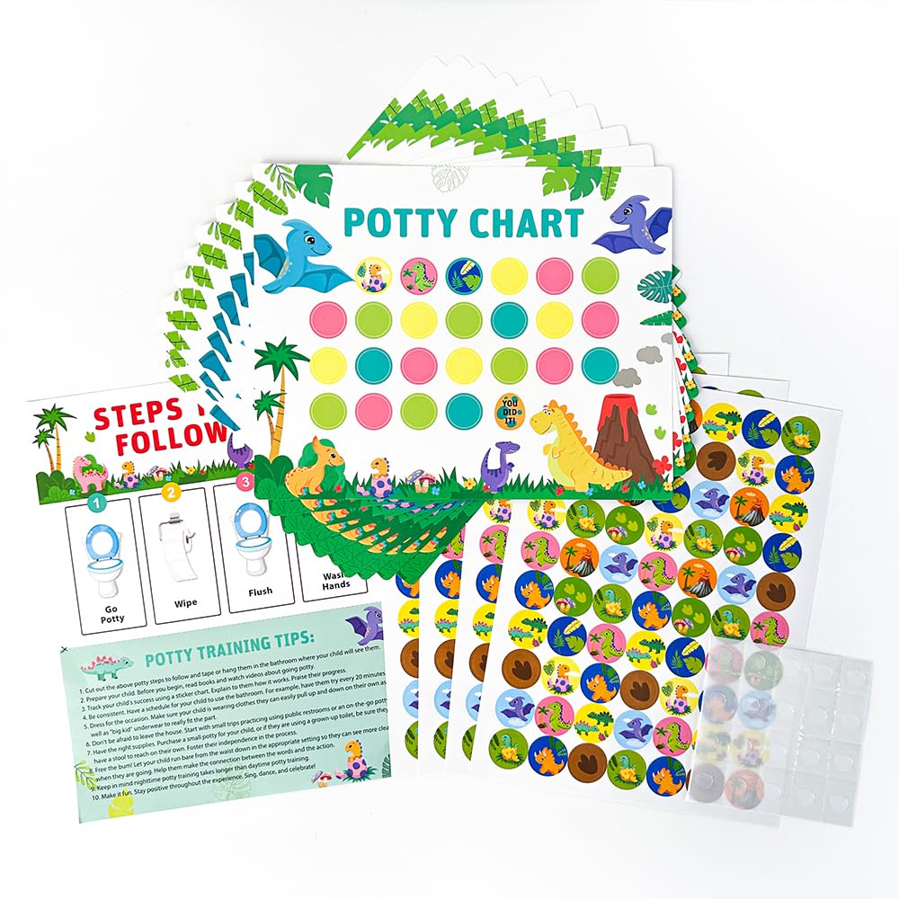 Amazon.com: Dinosaur Theme Potty Training Chart with Uinque Stickers ...