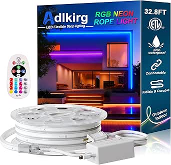 Amazon.com: 32.8ft RGB Neon Rope Light with Remote - Dimmable ...