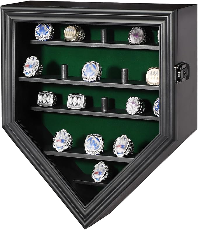 Amazon.com: Grintus Championship Ring Display Case,19 Slots Baseball ...
