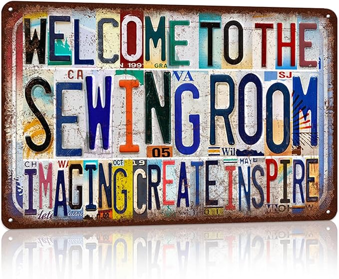 Amazon.com: JBYMsign Vintage Sewing Room Wall Decor Welcome to The ...