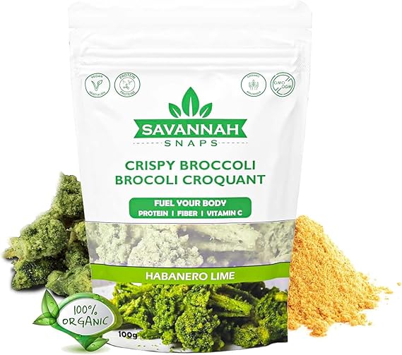 Savannah Snap Crispy Broccoli (100g) - Habanero-Lime Flavored, High ...