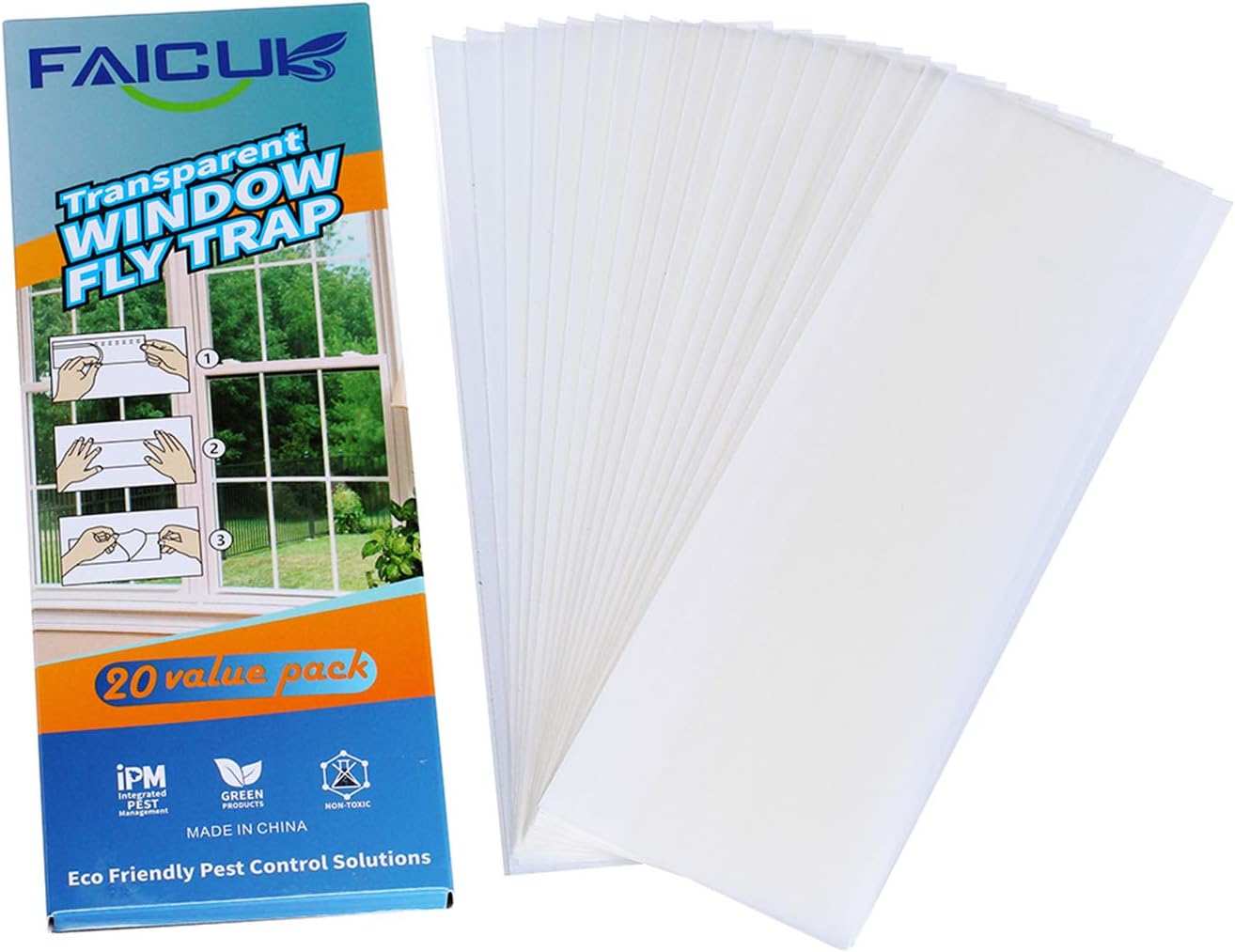 Amazon.com : Faicuk 20-Pack Clear Window Fly Traps Sticky Flys Strip ...