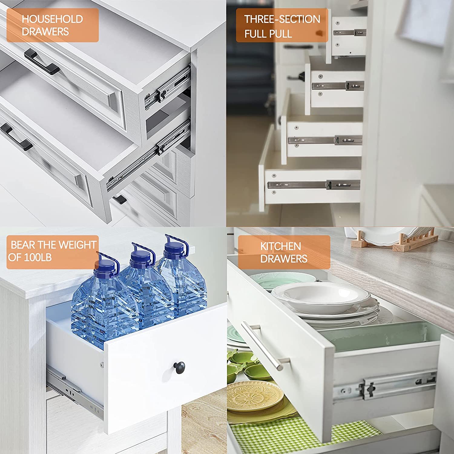 Snapklik.com : Soft Close Drawer Slides,Drawer Slides 18 Inch,6 Pairs ...