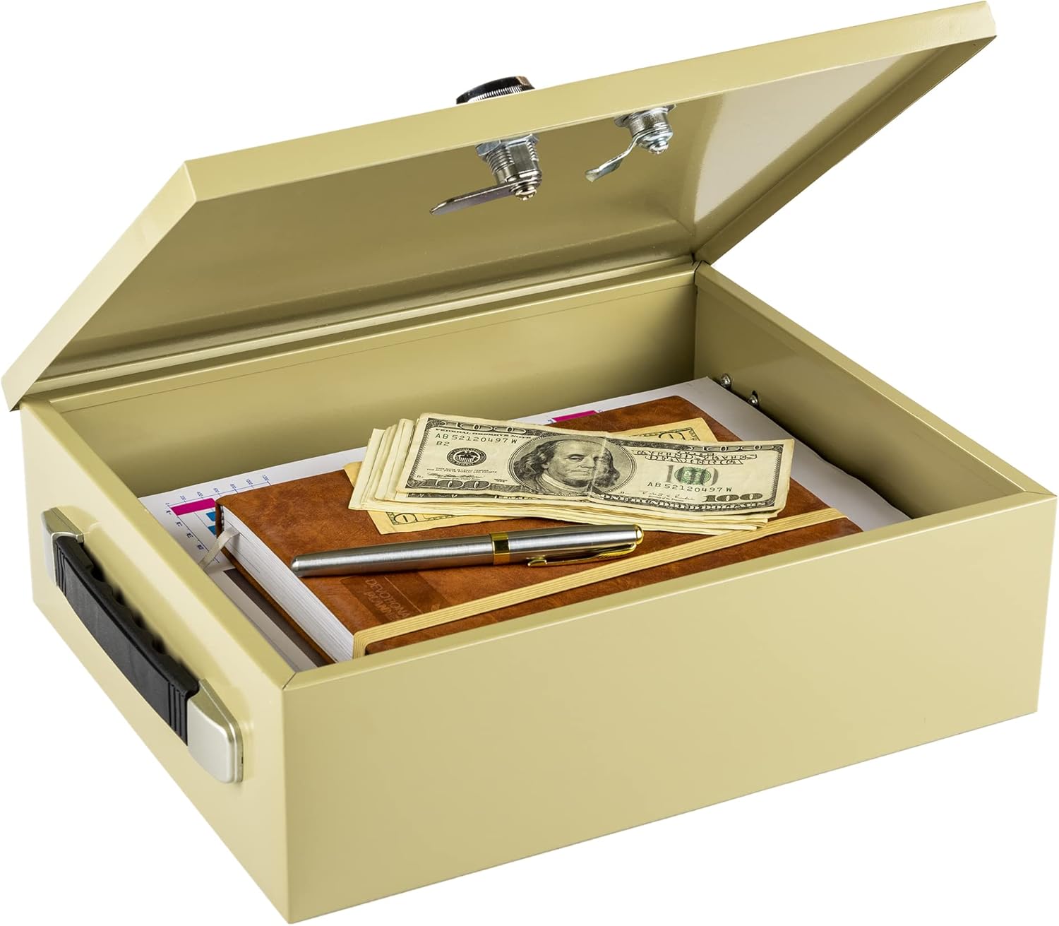 Fire Retardant Strong Box, Dual Combination and Key Lock Security Chest ...