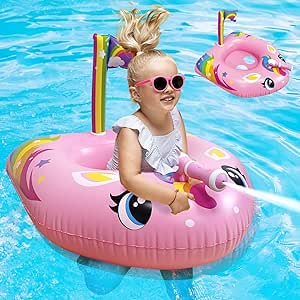 Unicorn Pool Float for Kids with Water Gun, Inflatable Pool Floatie Toy ...