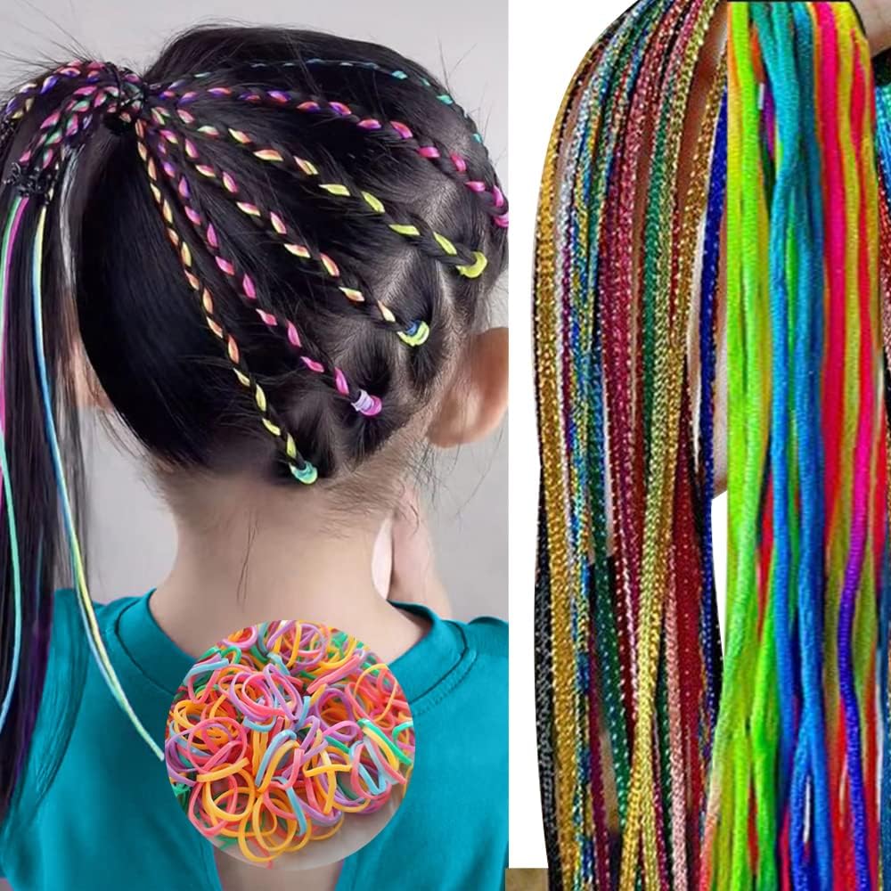 Amazon.com : Girls' Hair Accessories, Braiding Tinsel Rope Wrap ...
