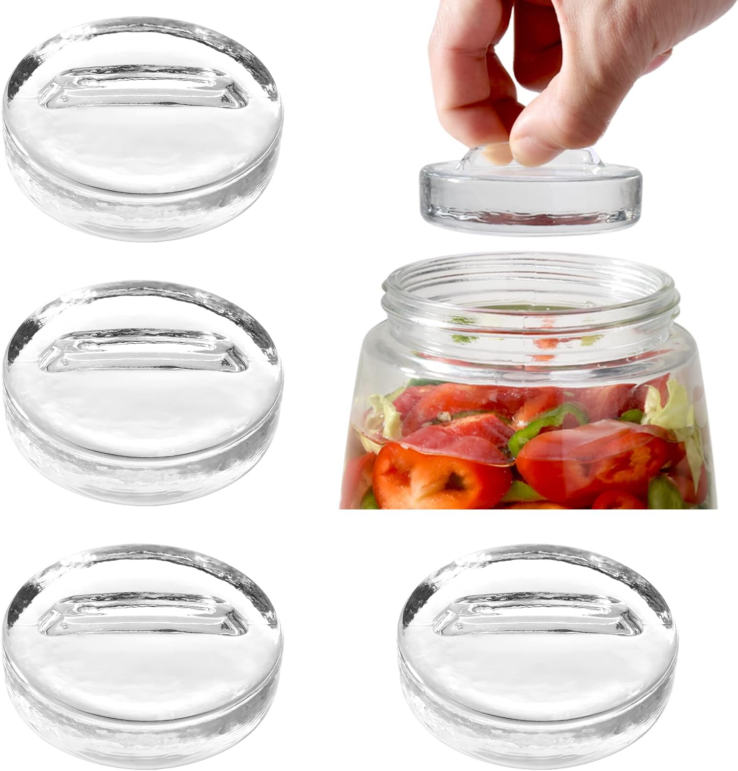 4 Pack Fermentation Stone Glass Weights Pickle Pebble with Easy Grip ...