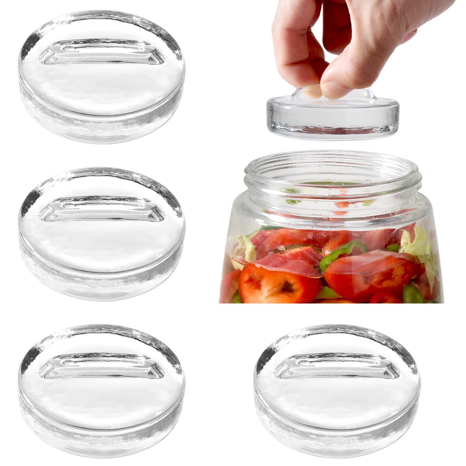 4 Pack Fermentation Stone Glass Weights Pickle Pebble with Easy Grip ...