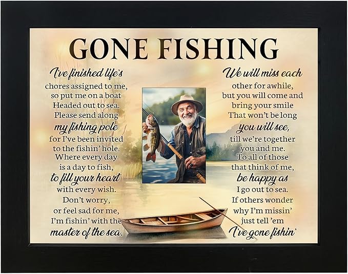 Amazon.com - Gone Fishing Memorial Shadow Box Fishing Picture Frame ...