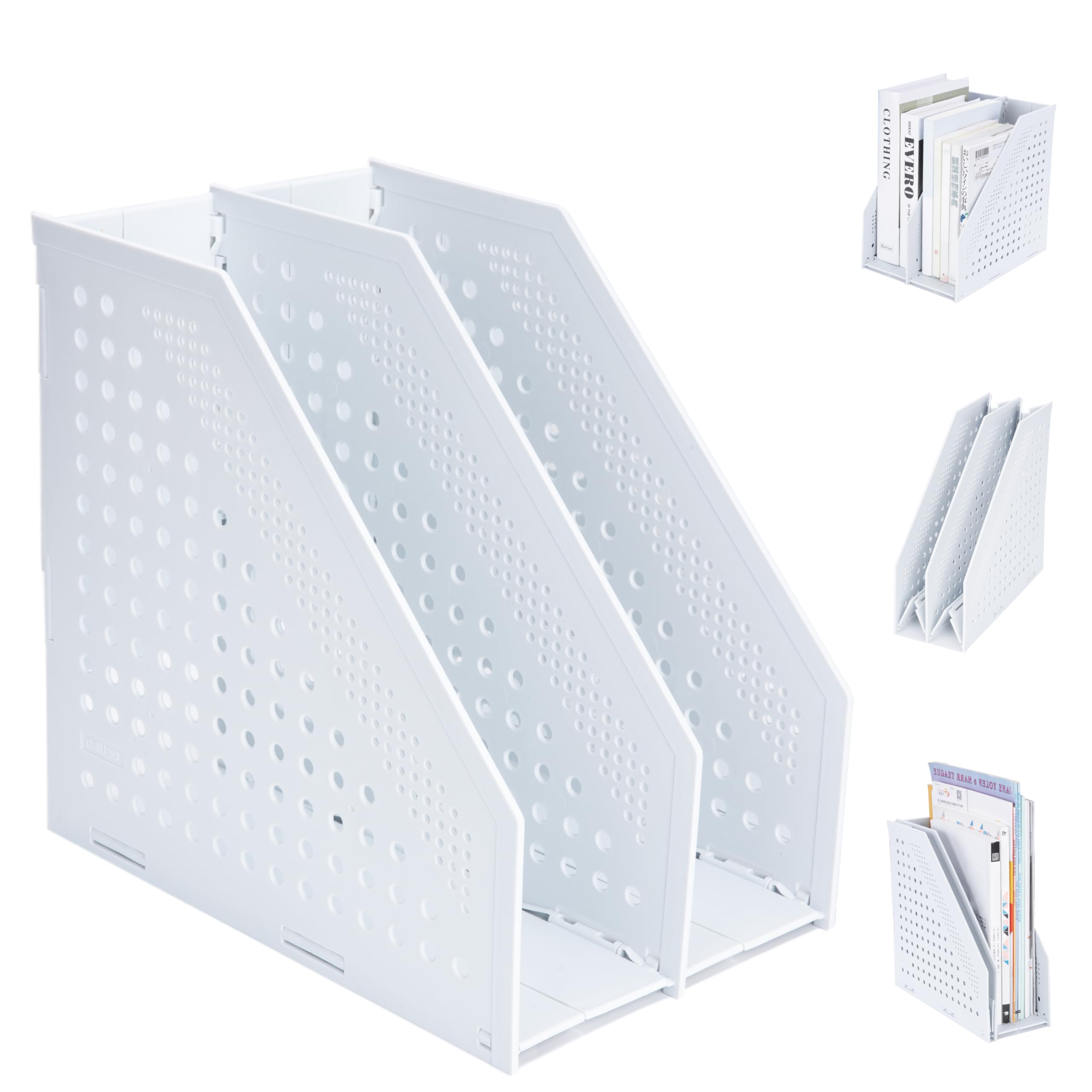 Amazon.com : FRETONBA Collapsible Magazine File Holder with 2 Vertical ...
