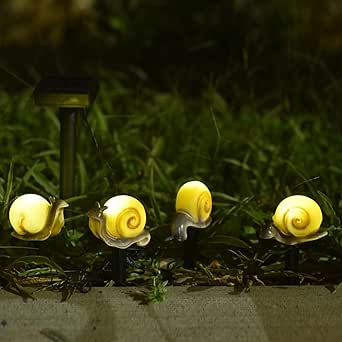 Toonshare Cute Snail Figurines Solar Lights for Outside Waterproof ...