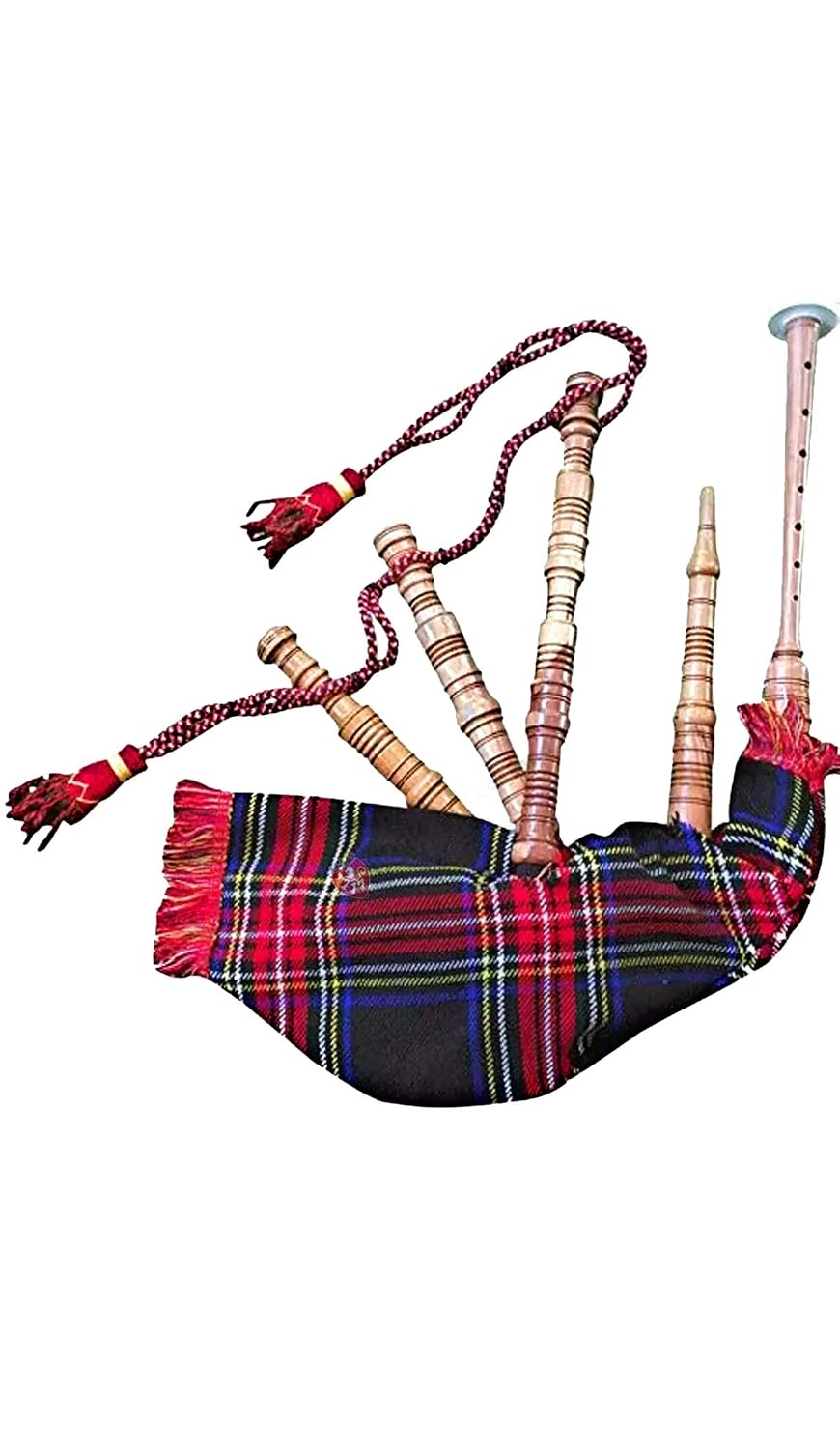 Kids Bagpipe Playable Bagpipe with Reed in Black Stewart Tartan ...