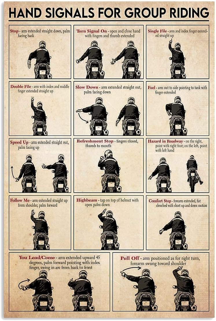 Amazon.com : Motorcycle Gesture Knowledge Metal Signs Vintage Club ...