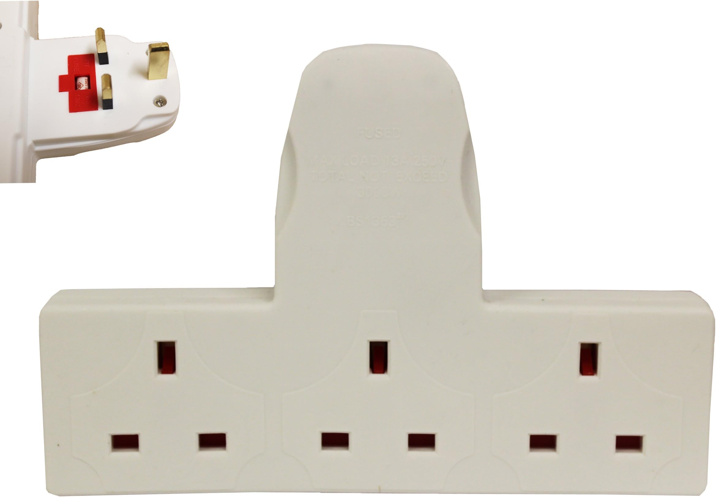 3 Way T Shape Plug in Socket Adaptor 13 Amp : Amazon.co.uk: Electronics ...