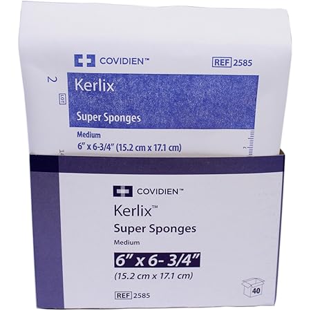 Amazon.com: Kerlix Super Sponge Medium, 6 "x 6 3/4", Tray of 50 ...