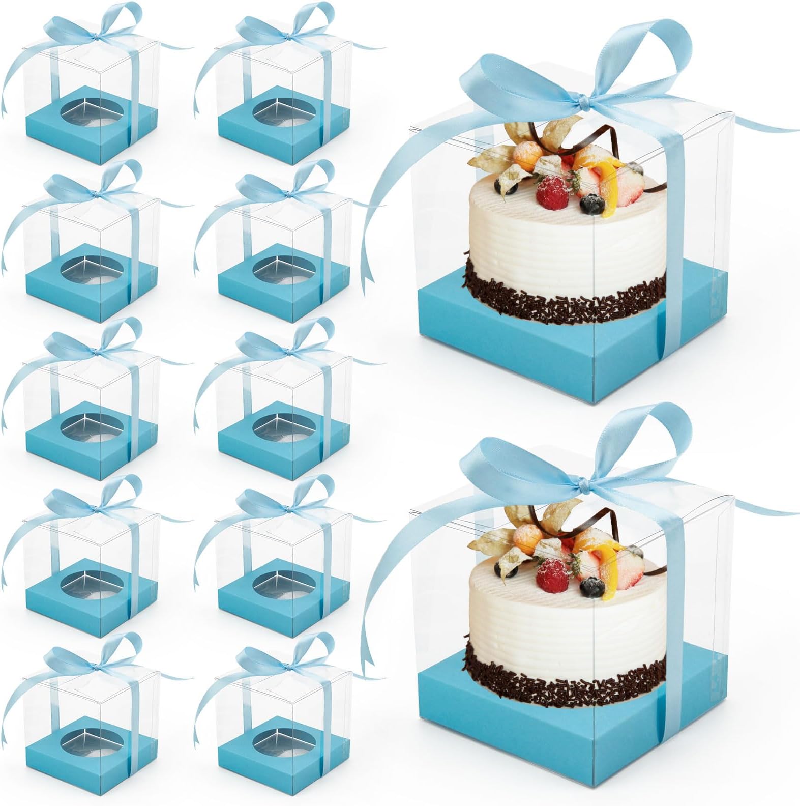 Amazon.com: Ctosree 50 Sets Clear Plastic Cupcake Boxes 3.5 Inches ...