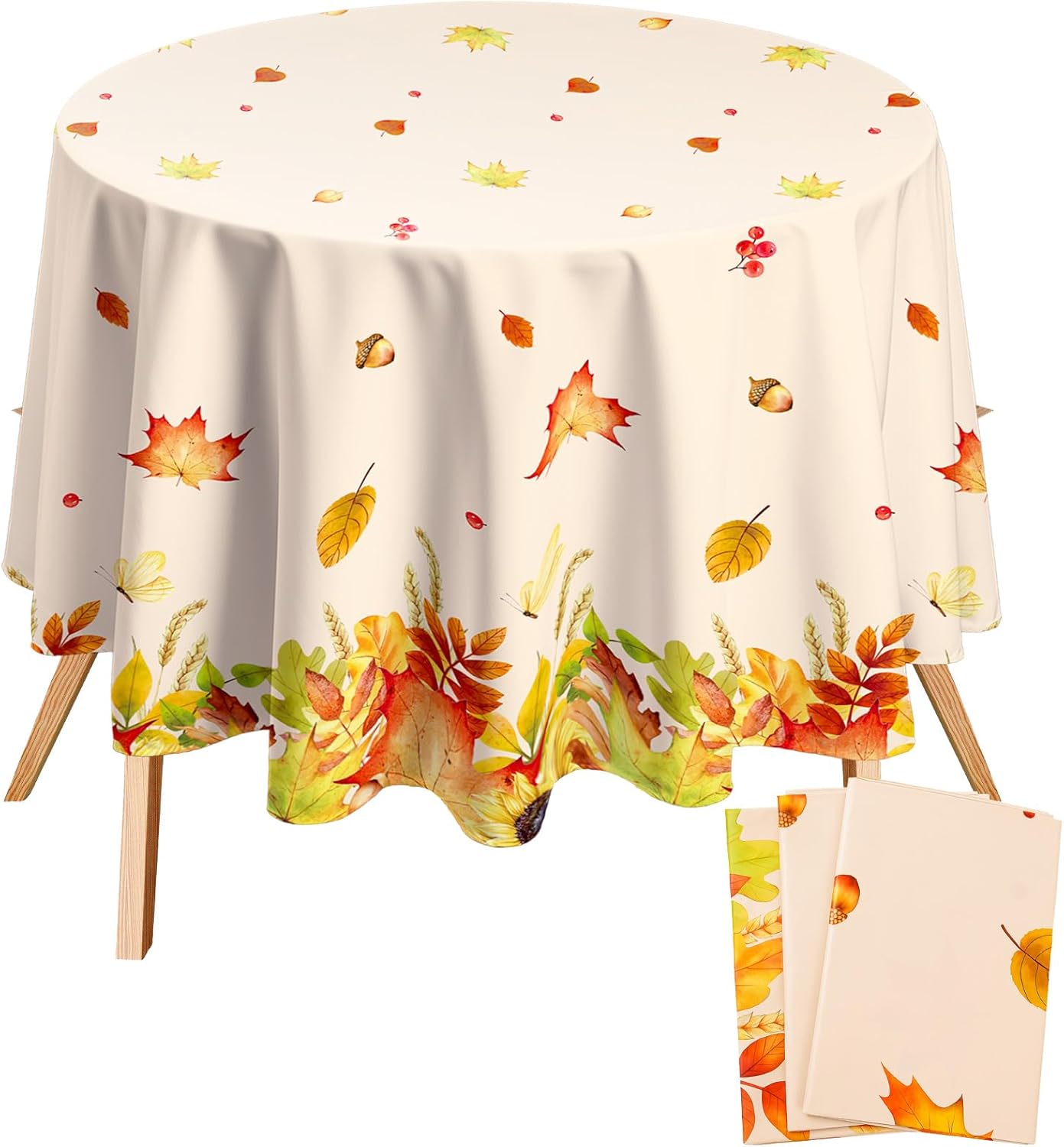 Amazon.com: Sotiff 3pcs Fall Round Tablecloths Thanksgiving 84inch ...