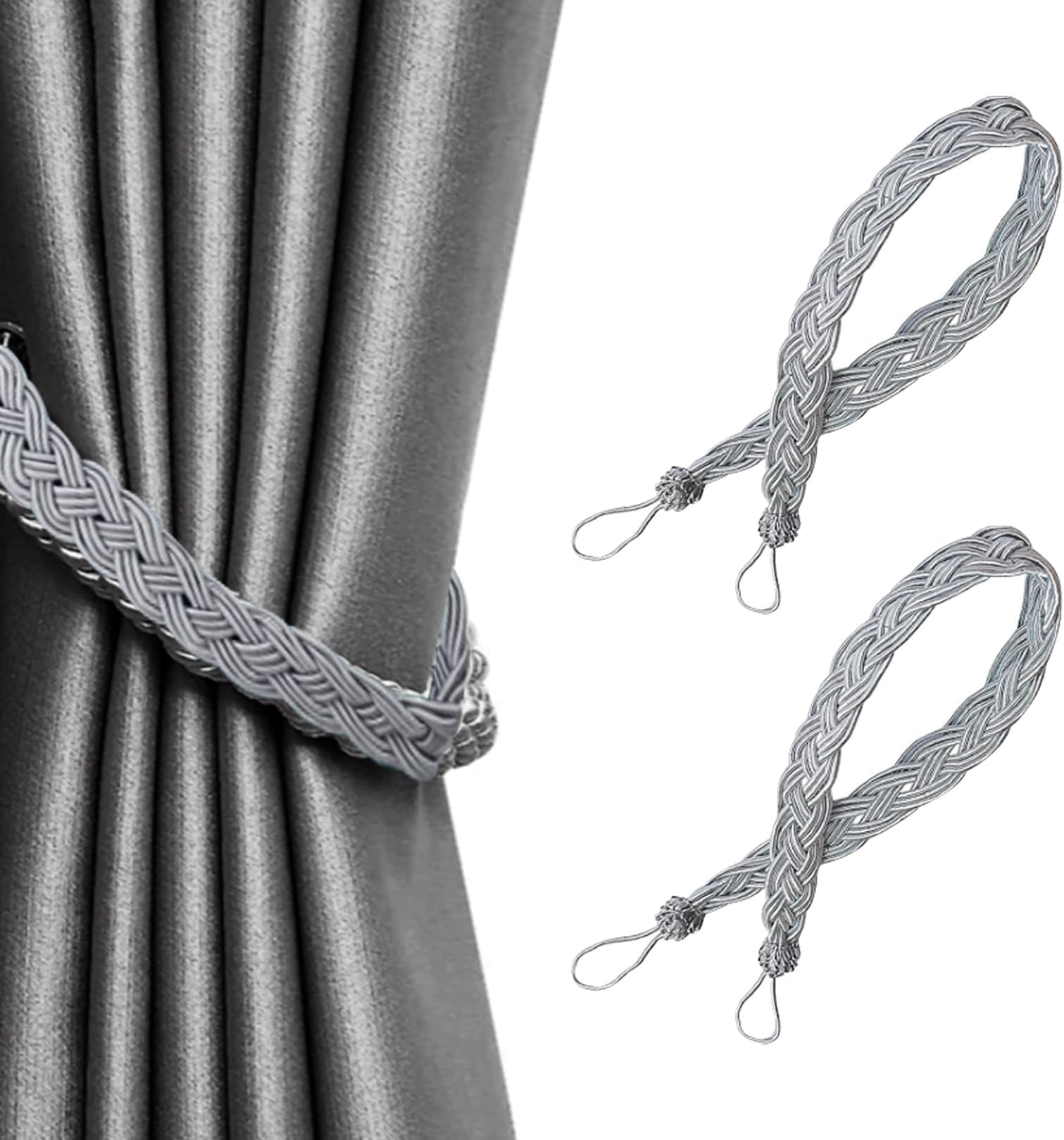 YankMooM 2 Pieces Curtain Tiebacks Simple & Stylish Handmade Weave ...