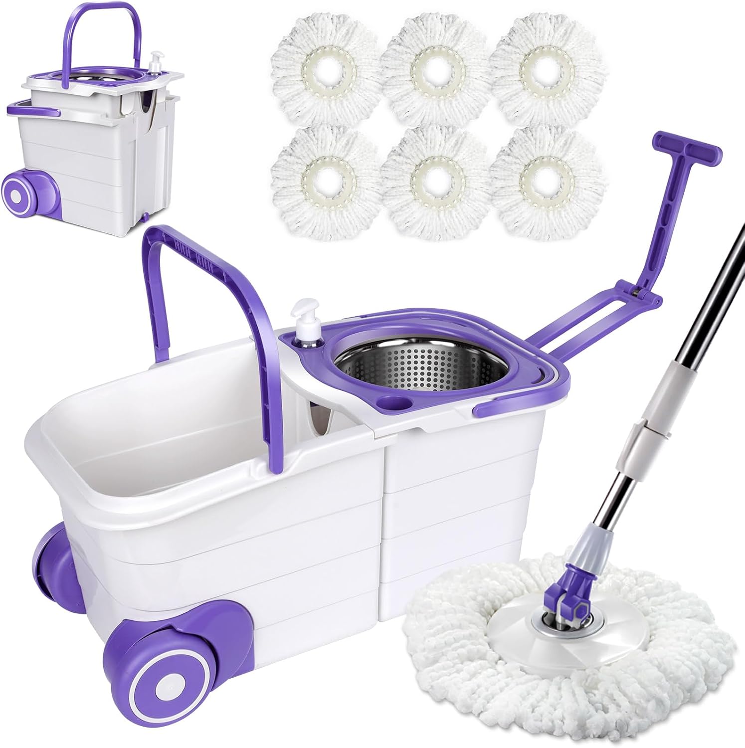 Amazon.com: Masthome Spin Mop and Bucket with Wringer Set,360° Spinning ...