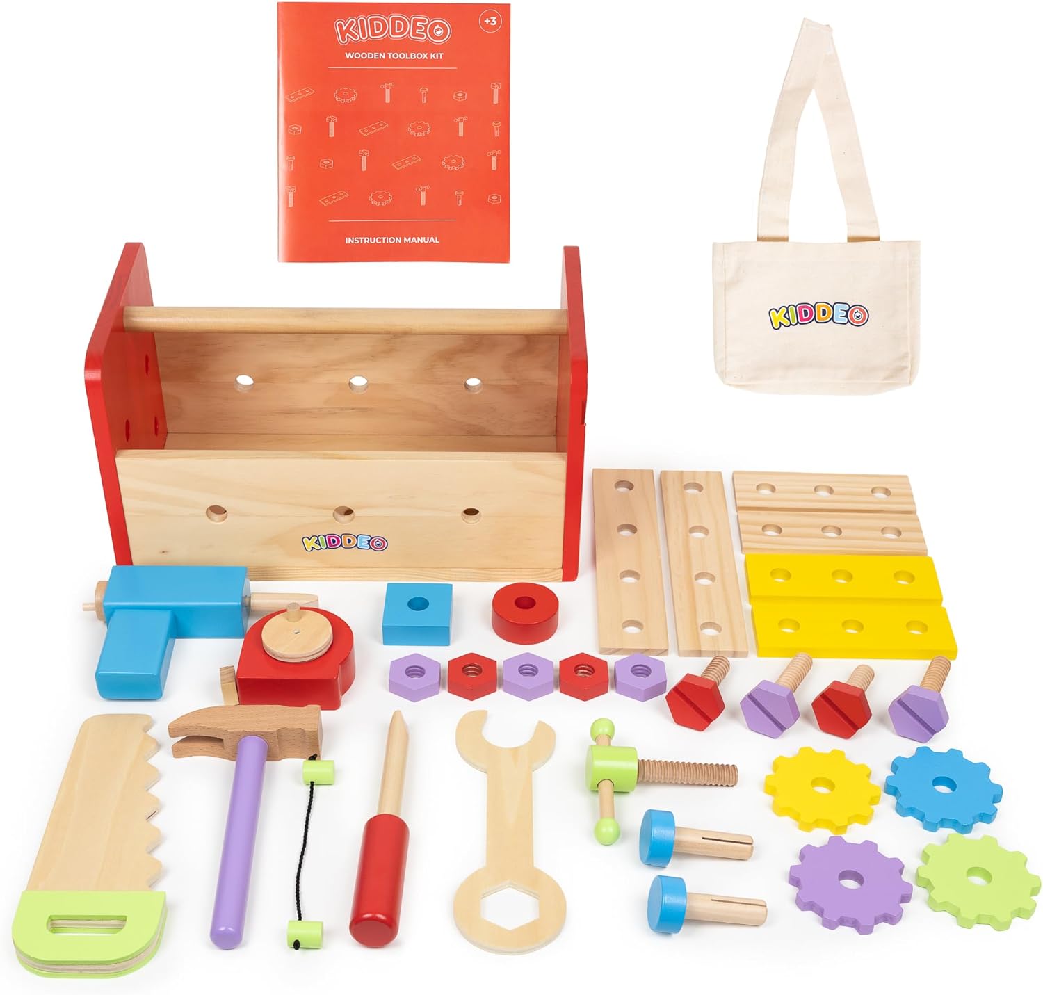 Amazon.com: Wooden Toddler Tool Set - Educational Stem Construction Toy ...