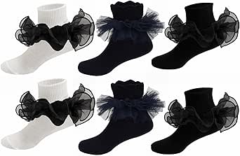 Amazon.com: WBZOTSS Ruffle Socks for Girls fluffy Lace ruffled Dress ...