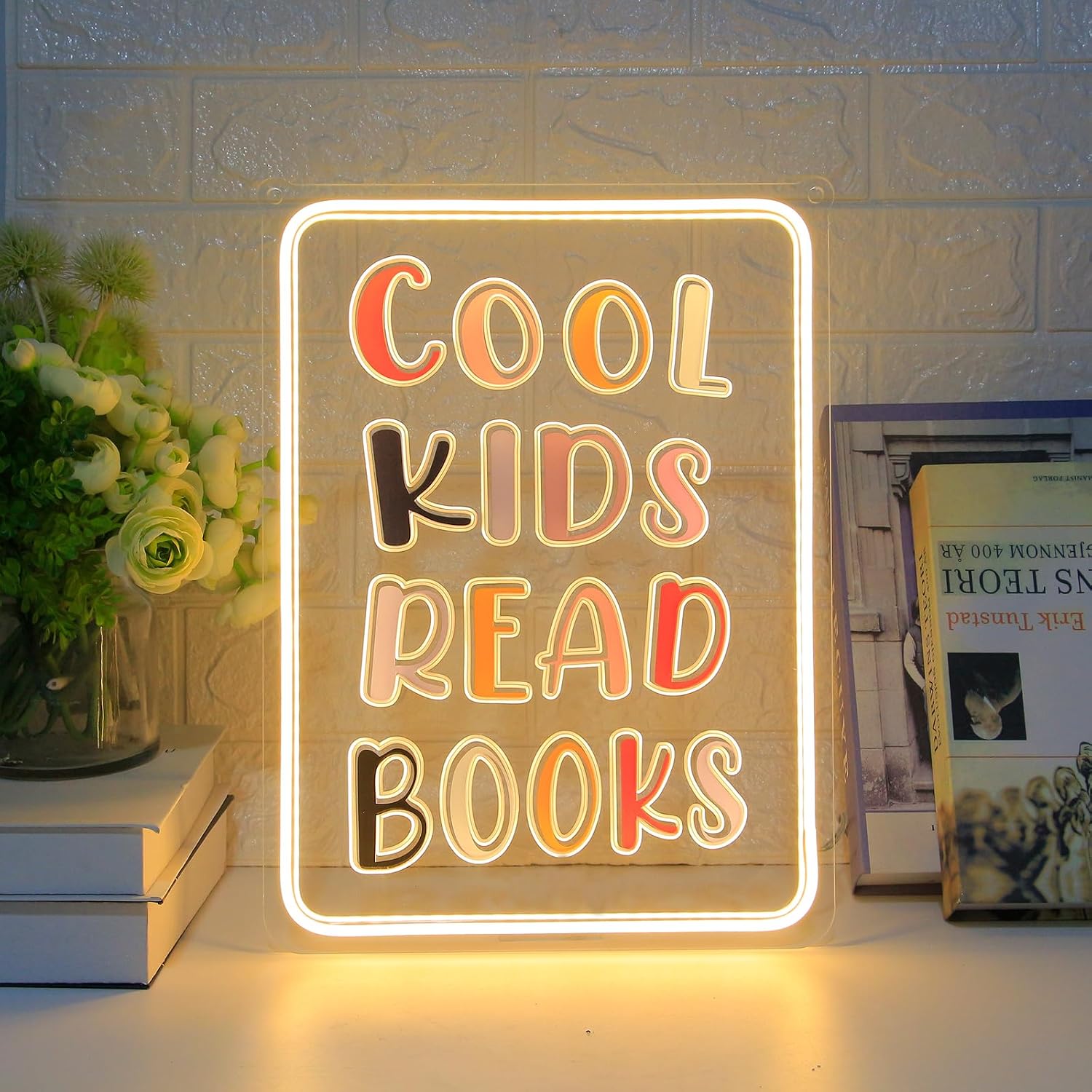 YUNCE Cool Kids Read Books Neon Sign for Wall Decor LED Neon Lights for ...