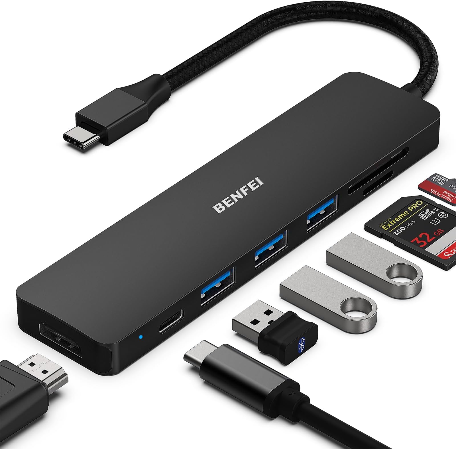 Amazon.co.jp: BENFEI USB C HUB 7 in 1, USB C HUB Multiport Adapter, USB ...