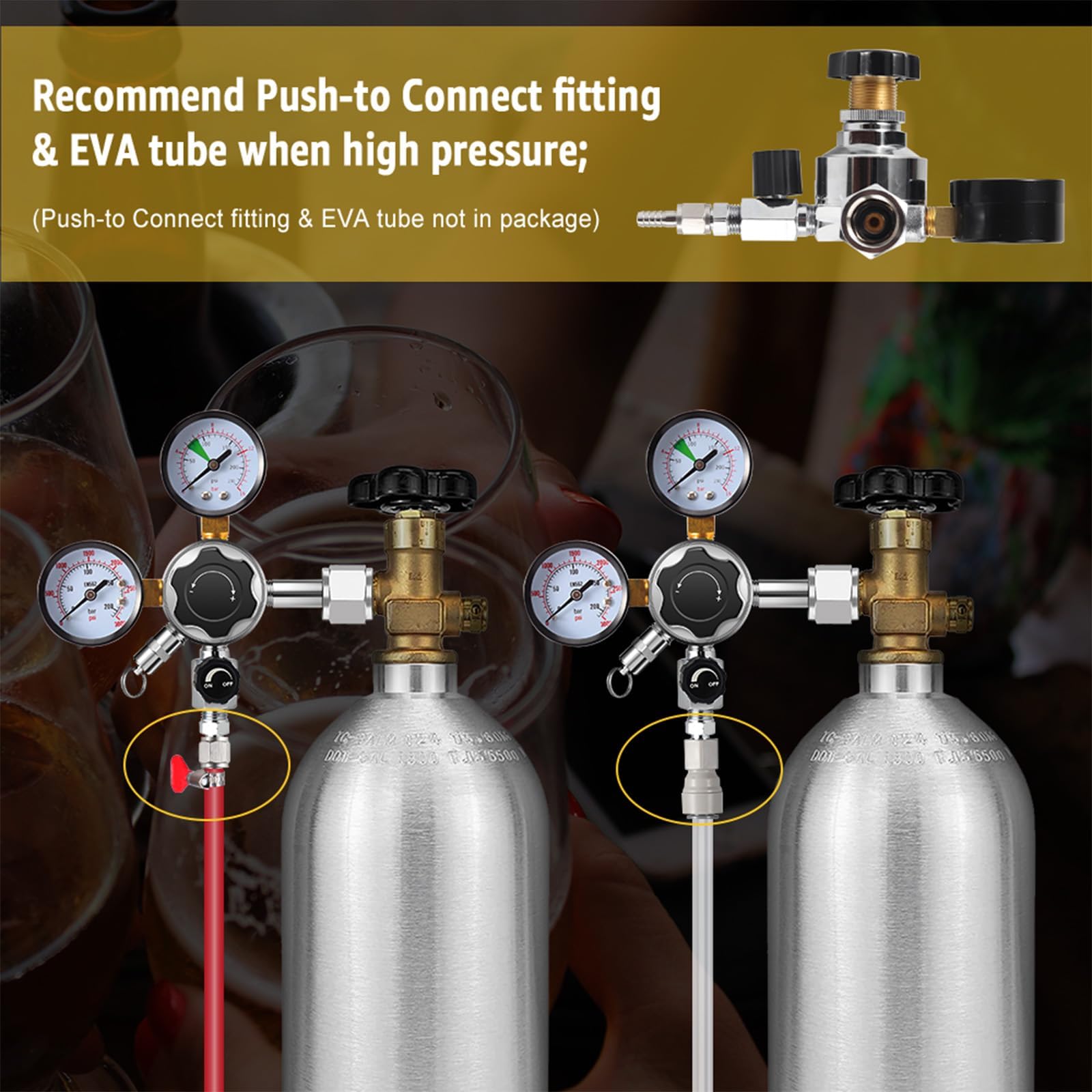 Snapklik.com : FERRODAY 0-120 PSI CO2 Regulator Beer Keg Regulator ...