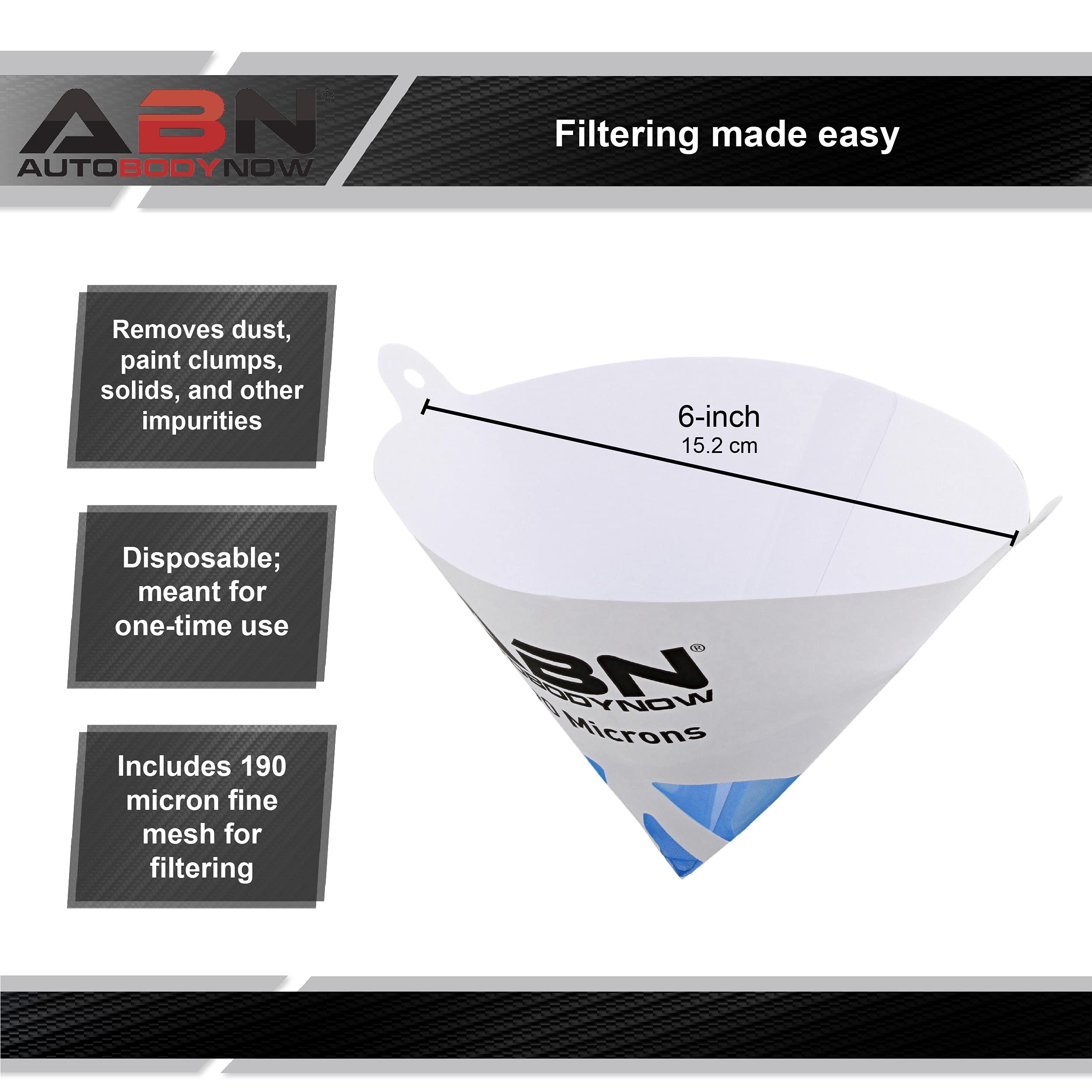 Snapklik.com : ABN Paint Strainer Mesh Funnel, 190 Micron 1000ct