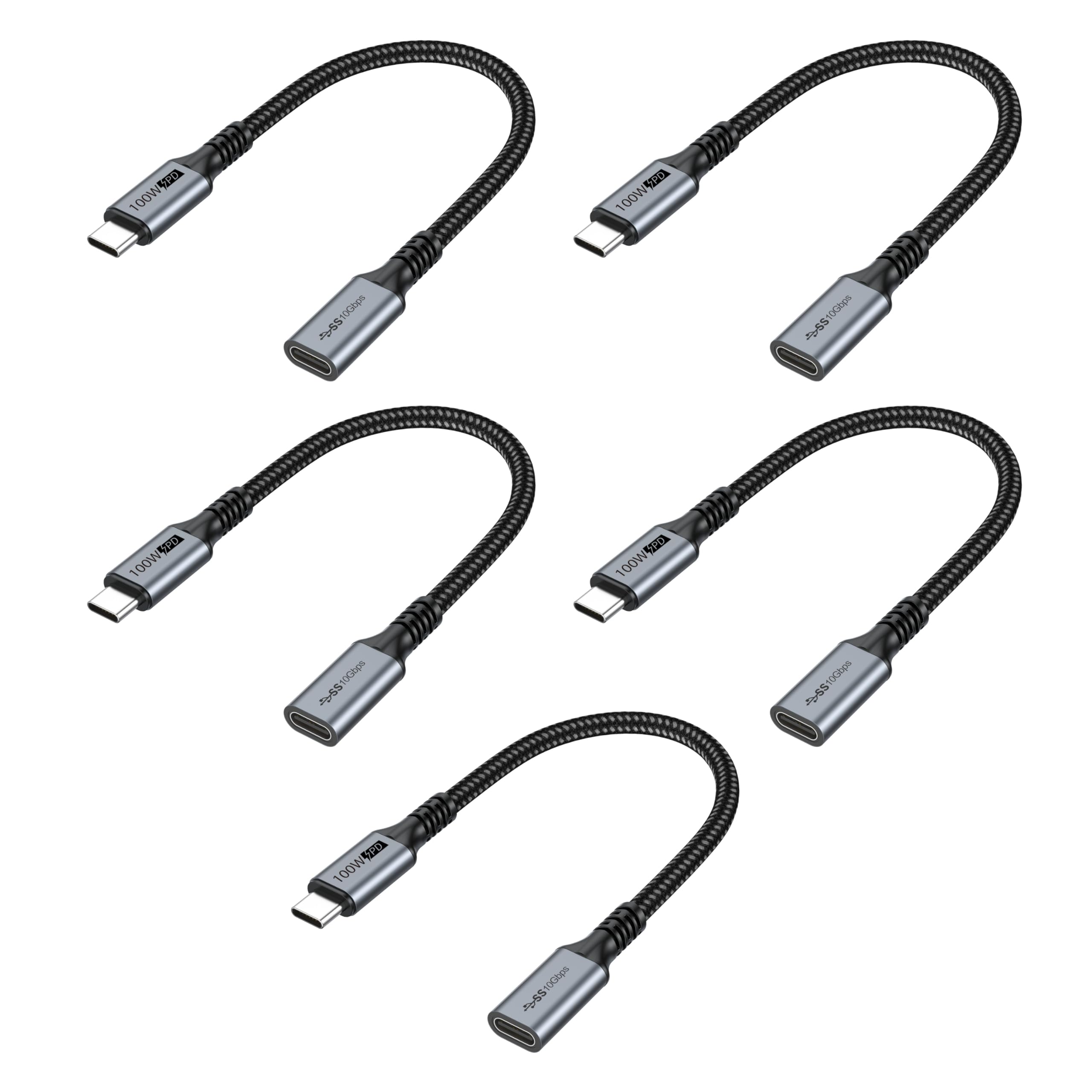 Amazon.com: USB C Extension Cable 1 Feet 5Pack, Type C Extender Cord ...