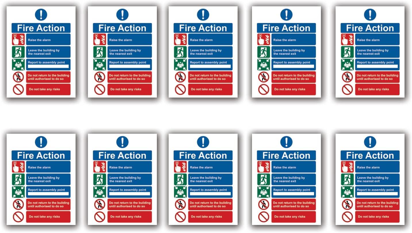 Stcky Fire Action Notice Vinyl Sign - 15 x 20 cm Ideal Sized Fire ...