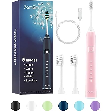 Amazon.com: 7AM2M Sonic Electric Toothbrush, Soft Toothbrushes for Adults and Kids with 6 Brush ...