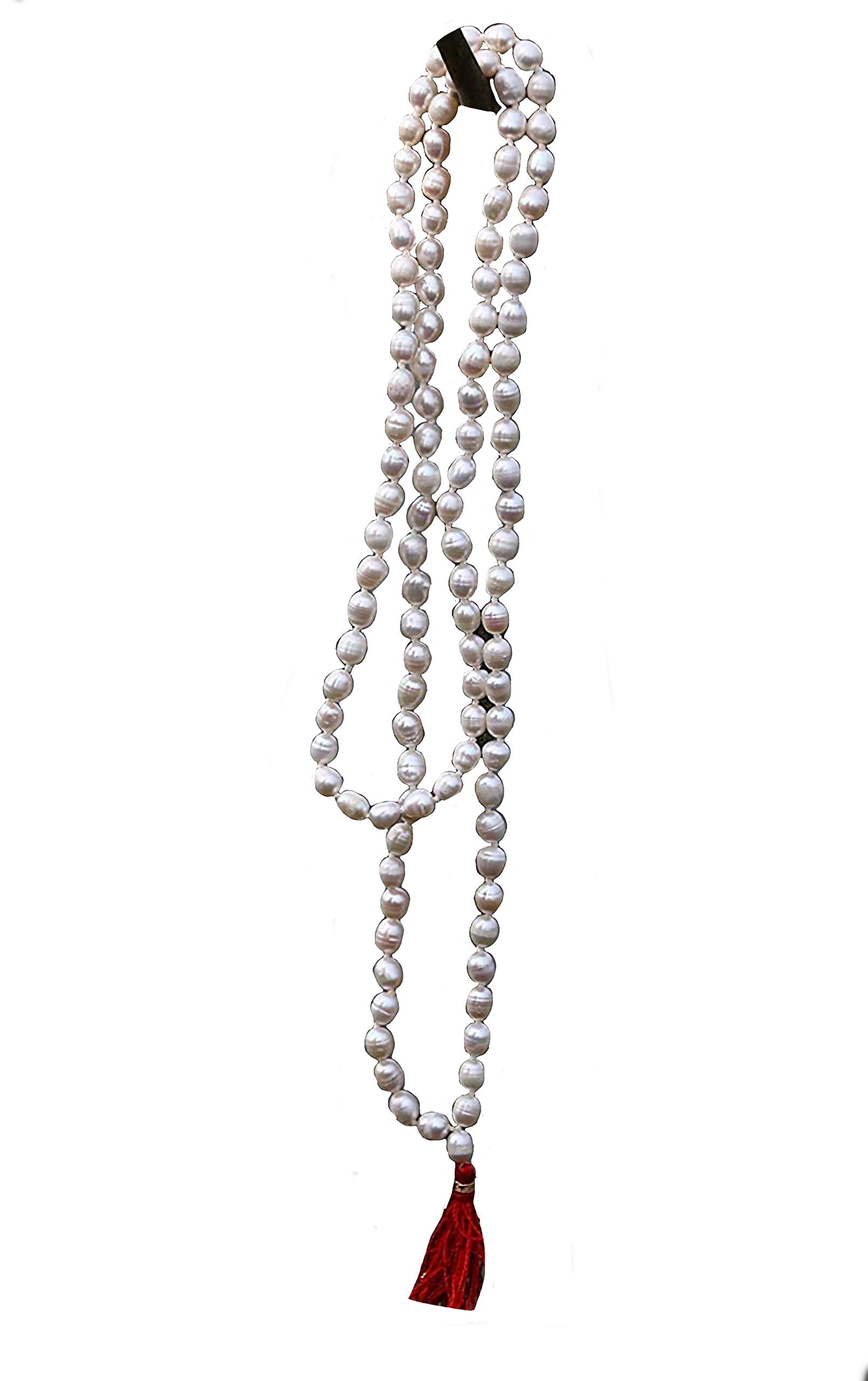 RUDRADIVINE Pearl Gold Plated Moti Mala for Unisex Adult (White ...