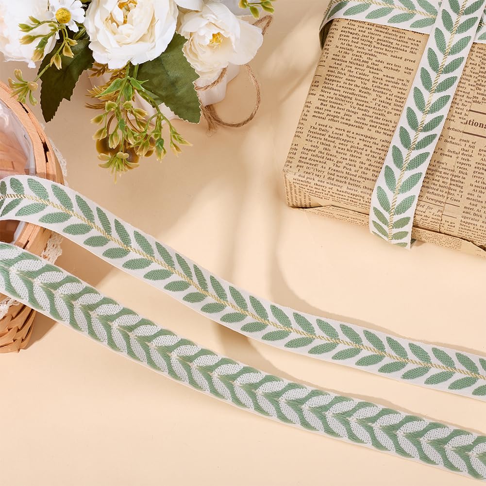 Snapklik.com : DELORIGIN 10 Yards Jacquard Ribbon Green Woven Ribbon ...