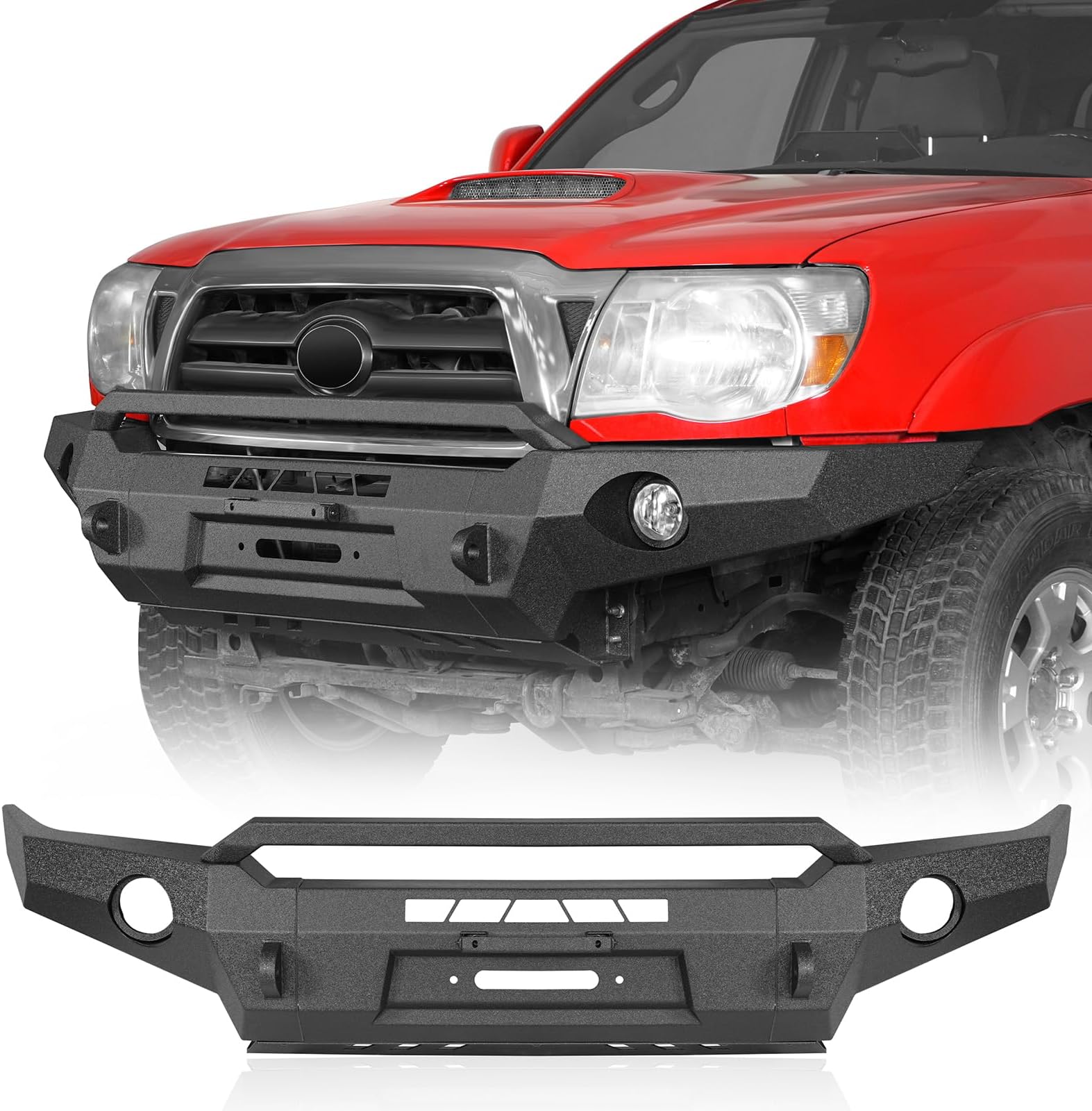 Amazon.com: Hooke Road Tacoma Front Bumper Full Width Offroad Bumper w ...