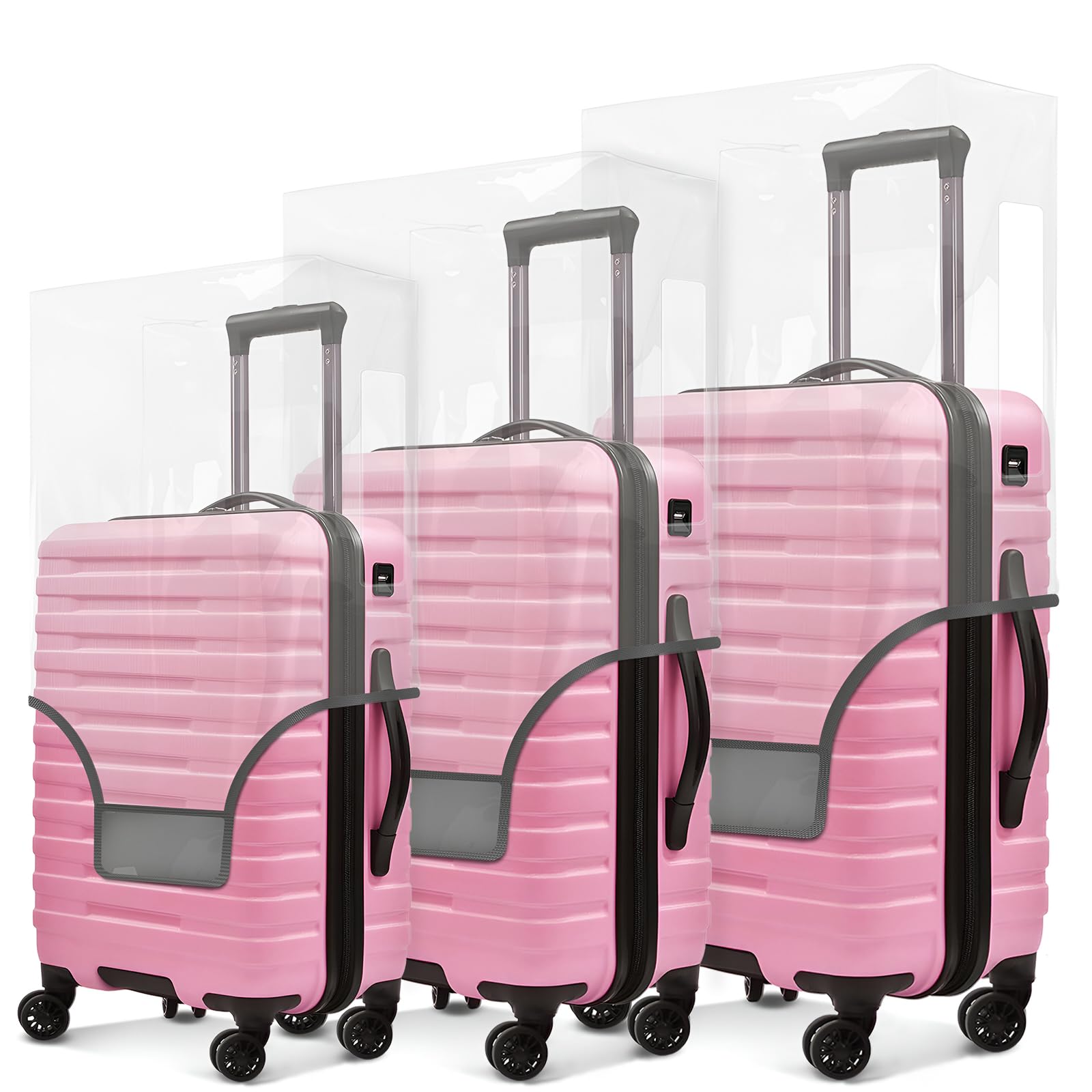 Amazon.com | JZRTravel 3 Piece Luggage Covers for Suitcase, Clear Pvc ...