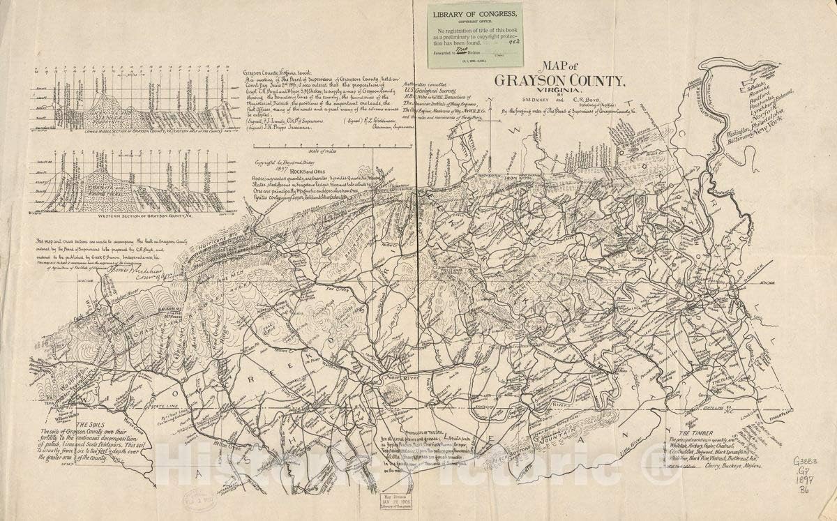 Amazon.com: Historic 1897 Map - Map of Grayson County, Virginia 24in x ...