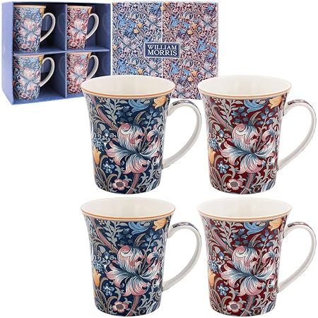 Set of 6 China Mugs in assorted vintage William Morris designs by Heron ...
