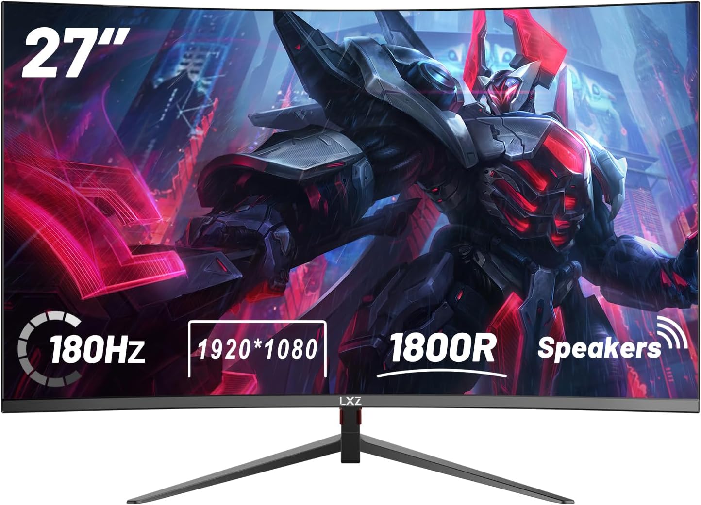 LXZ 27 Inch Curved Gaming Monitor 180Hz, Full HD 1080P Frameless 1800R ...