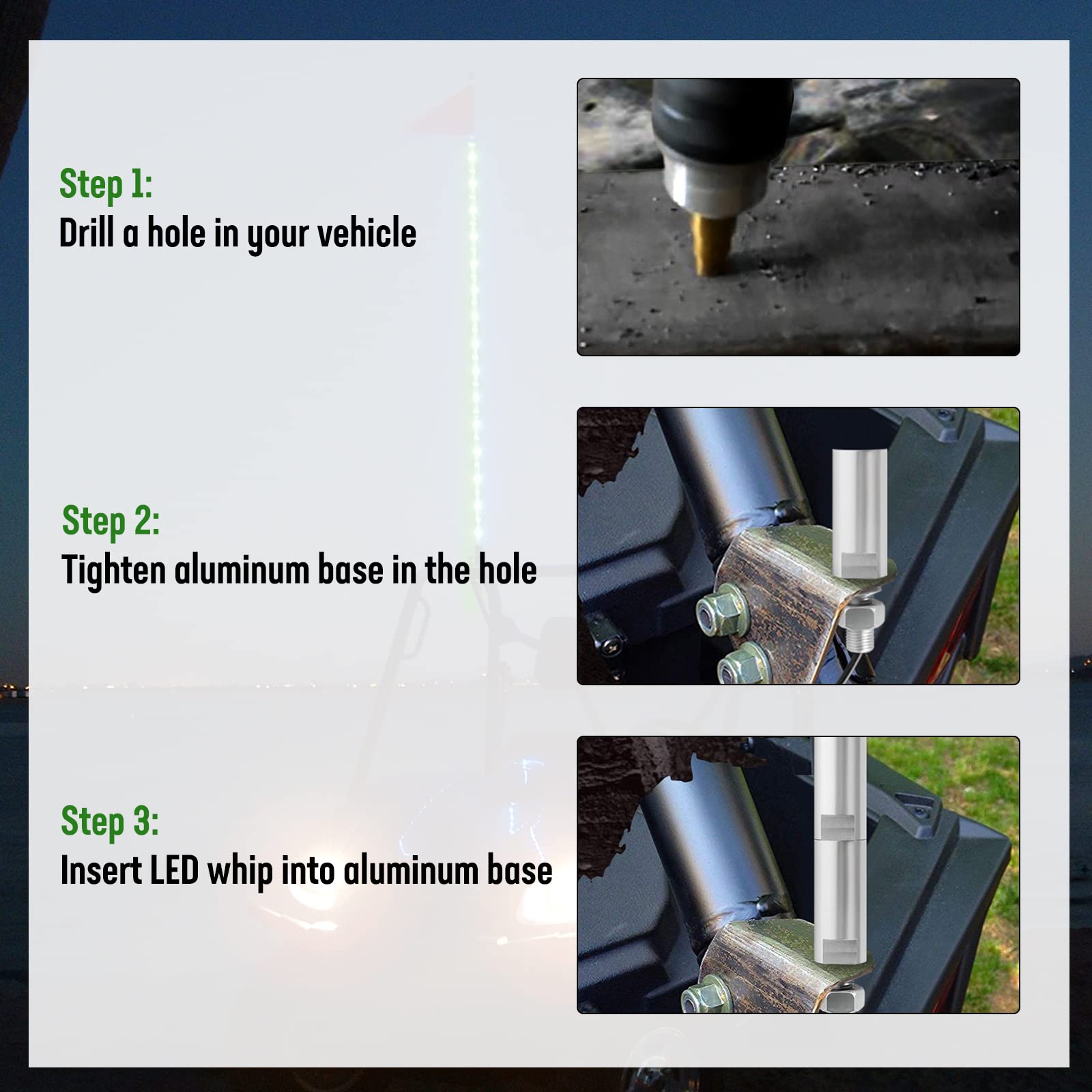 Snapklik.com : 4ft LED Light Whip For UTV, AAIWA LED Antenna For ATV ...