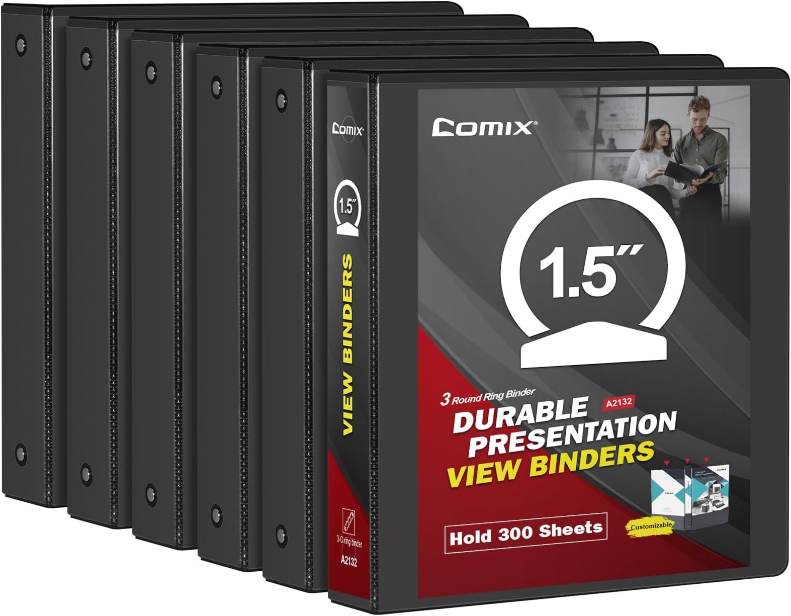 Amazon.com : Comix Sturdy 1.5 inch Round Ring View Binder, Basic 1-1/2 ...