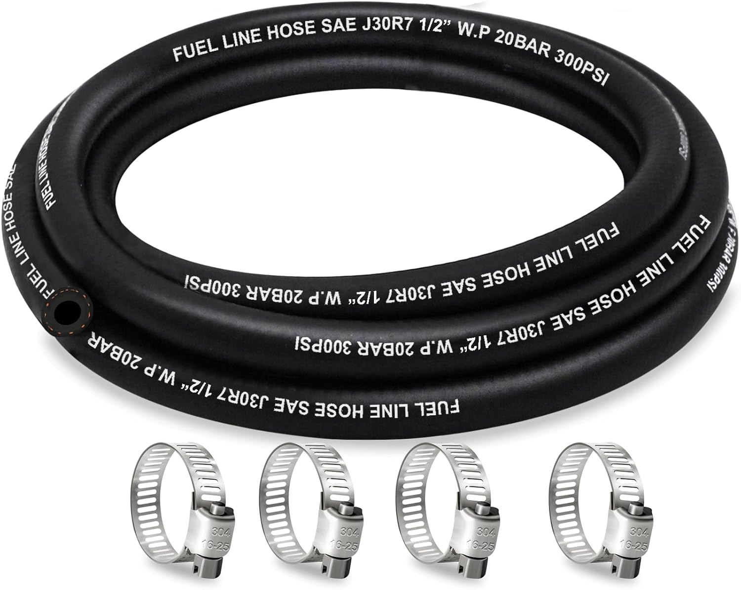 Amazon.com: HOUSUN Fuel Line 1/2 Inch ID, Fuel Hose 5FT, J30R7 Fuel Line Hose NBR with 4 Clamps ...