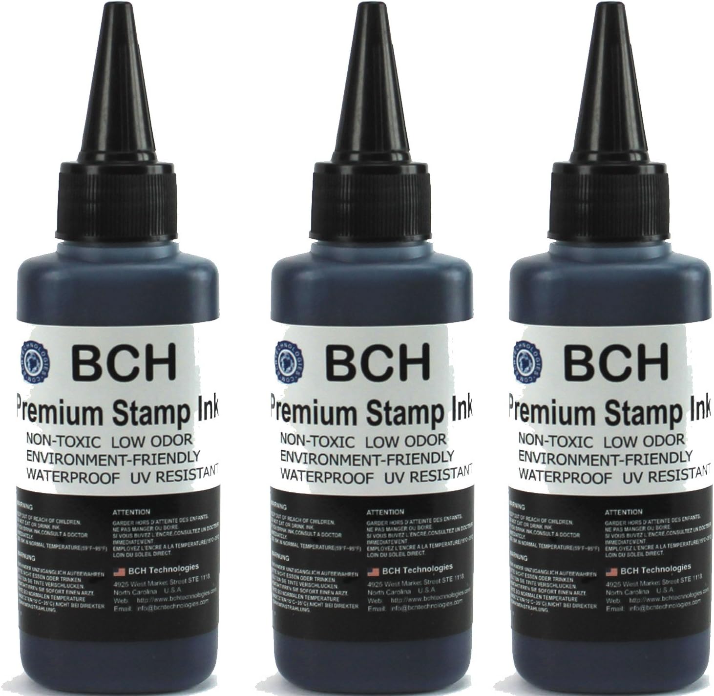 Amazon.com : 3X Black Stamp Ink Refill by BCH - Premium Grade -2.5 oz ...
