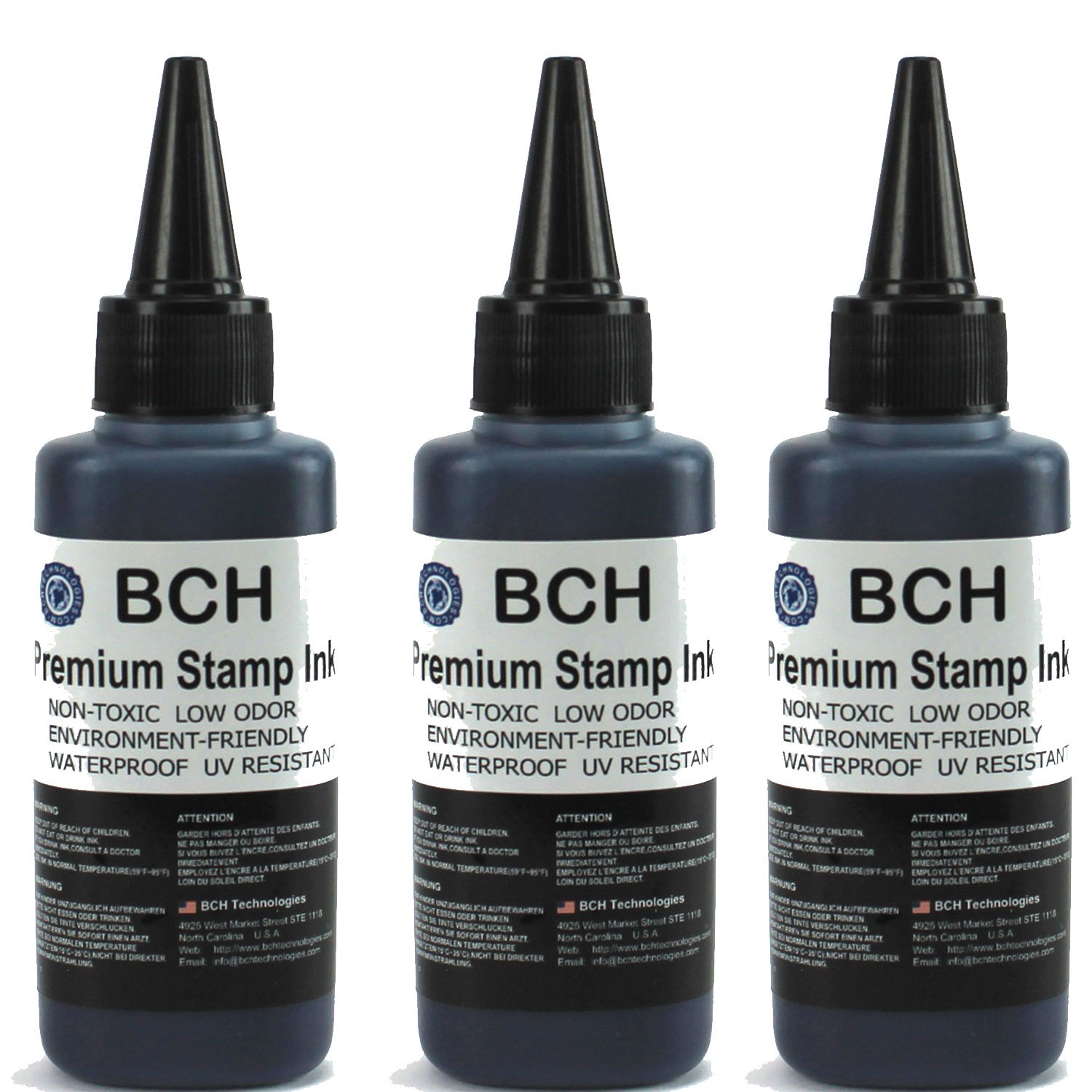 Amazon.com : 3X Black Stamp Ink Refill by BCH - Premium Grade -2.5 oz ...